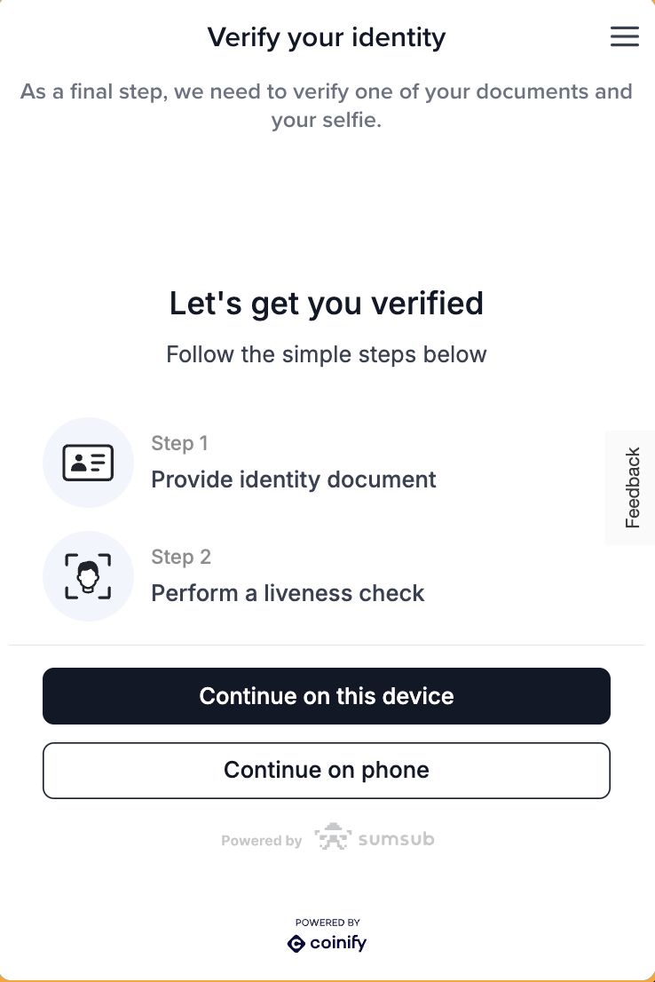Sign up Flow & Identity verification process (KYC) – Coinify